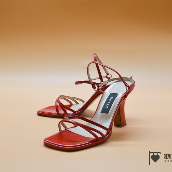 Bally | Shoes | Bally Venice Strappy Red Orange Sandal Heels Size 5 ...